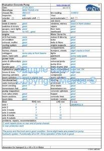 Concrete pump inspection report checklist